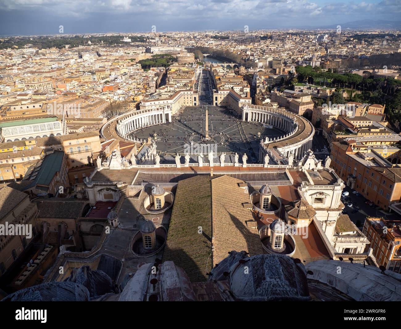 St Peter's Square view from the dome of the St Peter's Basilica ...