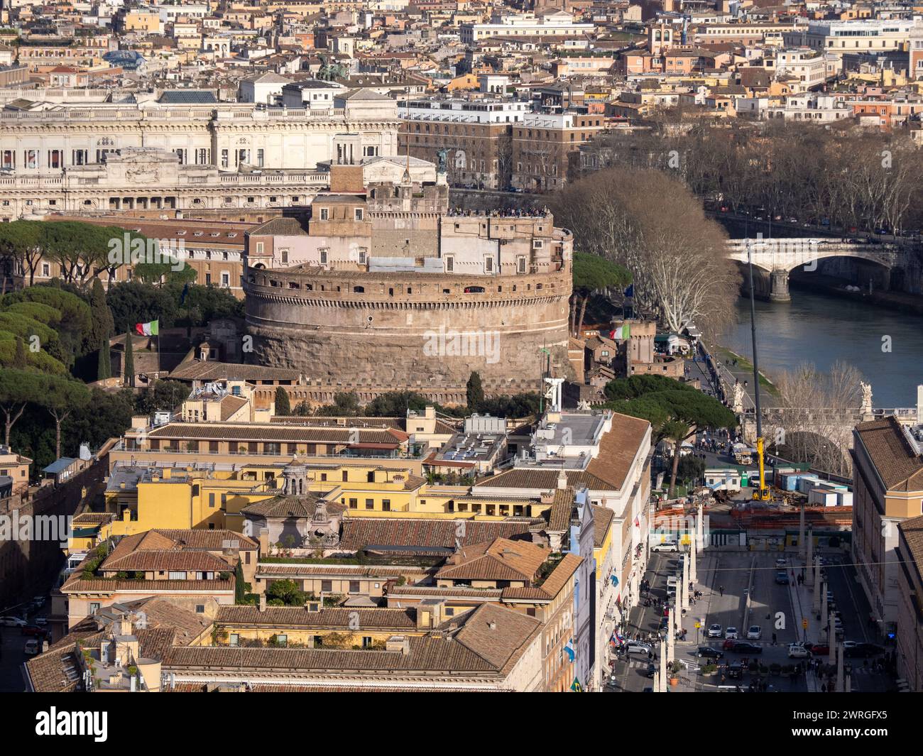 Castle Sant'Angelo as seen from the dome of St Peter's Basilica ...