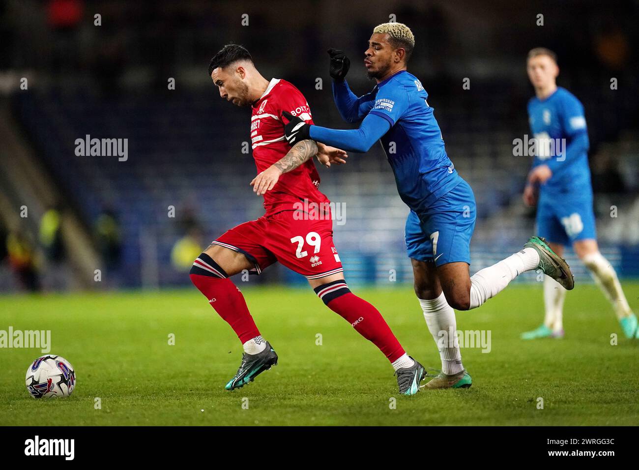 Middlesbrough's Sam Greenwood (left) and Birmingham City's Juninho ...