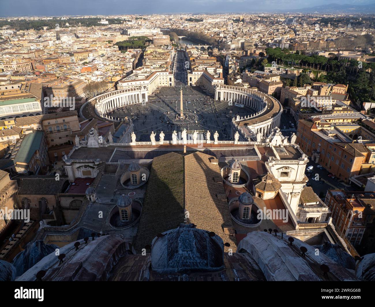 St Peter's Square view from the dome of the St Peter's Basilica ...