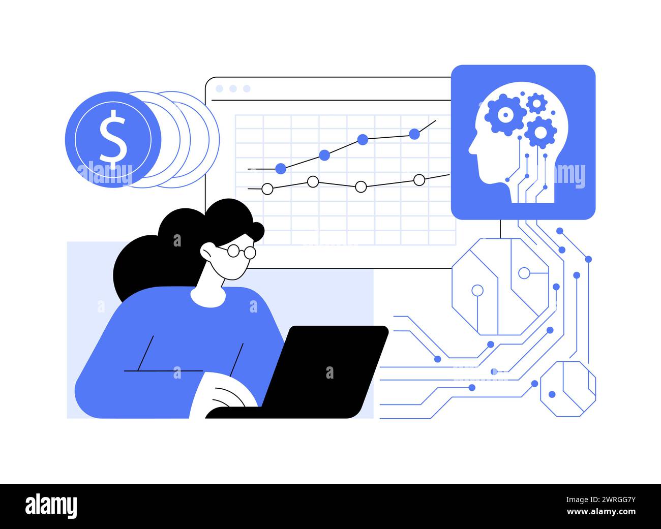 Ai Enhanced Financial Forecasting Abstract Concept Vector Illustration
