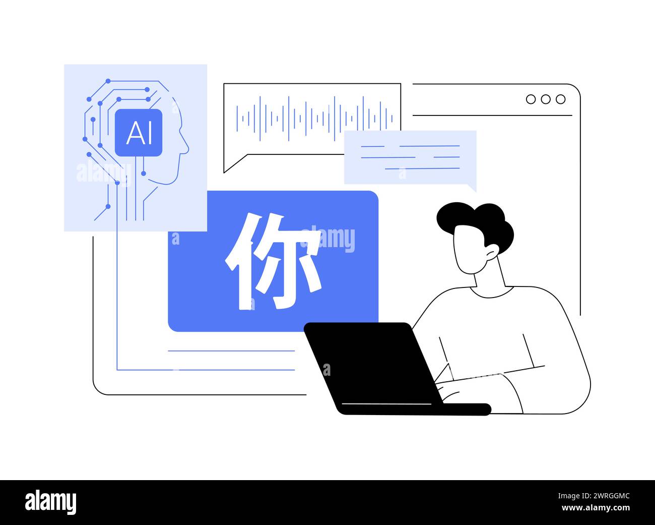 AI-Backed Language Translation abstract concept vector illustration ...