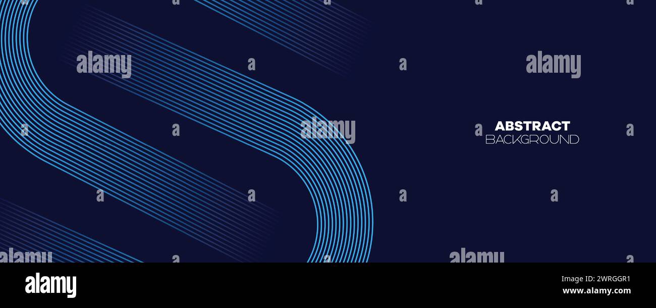 Abstract Dark Blue Waving circles lines Technology Banner Background ...
