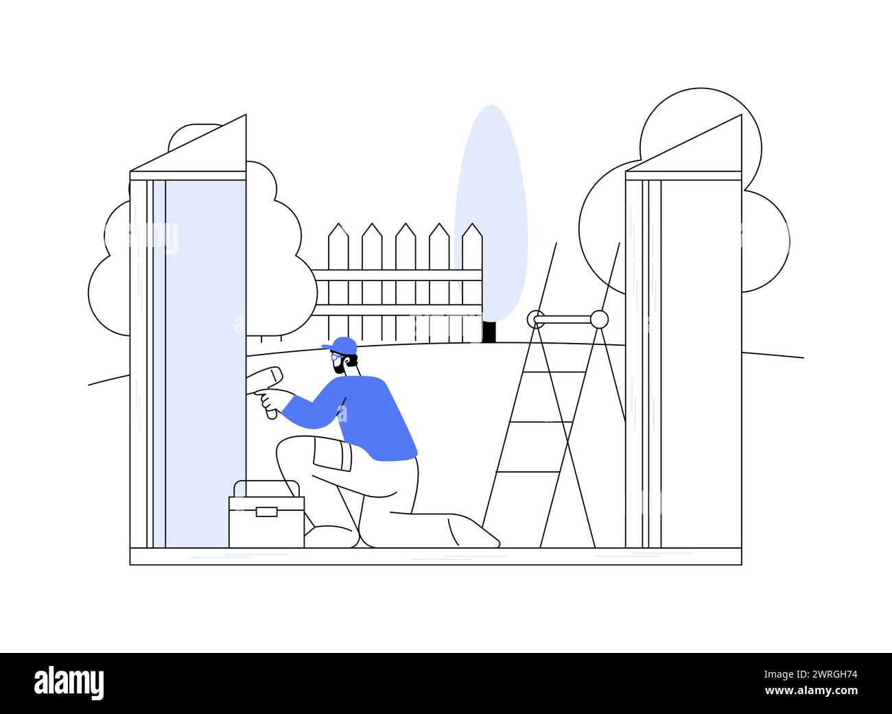 Garden shed installation abstract concept vector illustration Stock ...