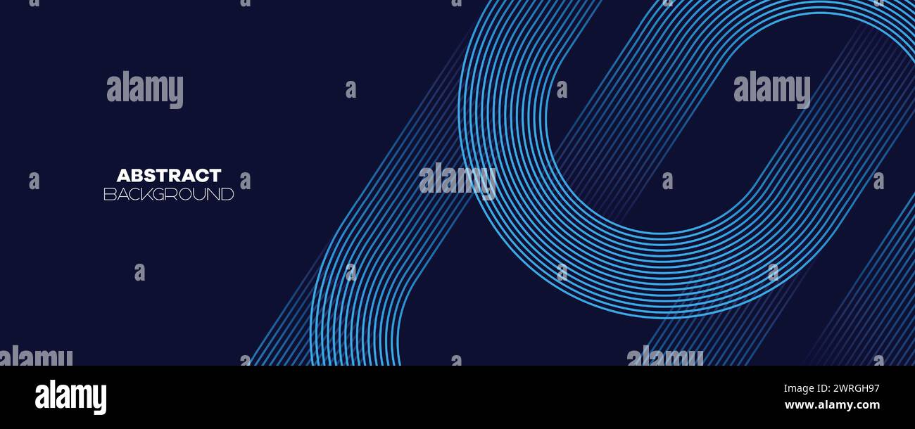 Abstract Dark Blue Waving circles lines Technology Banner Background ...