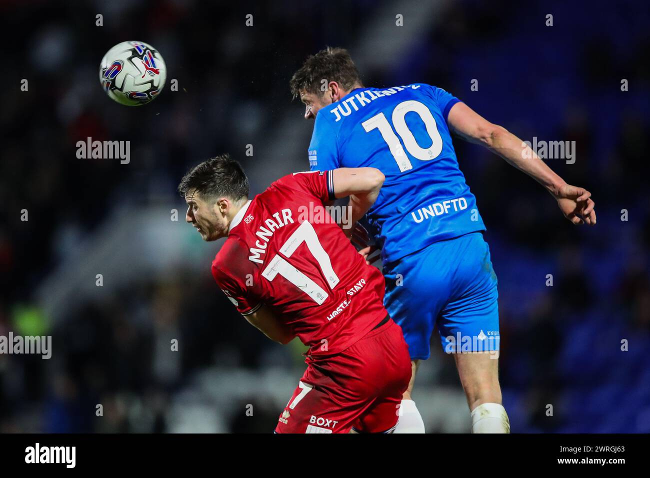 Lukas Jutkiewicz of Birmingham City heads the ball during the Sky Bet ...