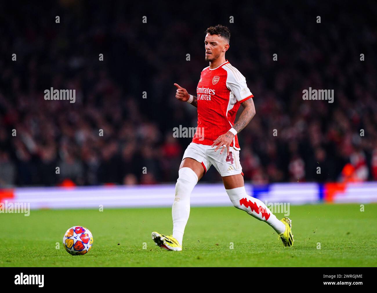 Arsenal's Ben White during the UEFA Champions League Round of 16 ...