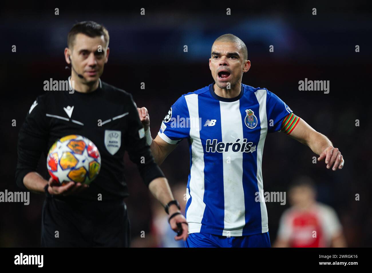 LONDON, UK - 12th Mar 2024: Pepe of FC Porto argues with Referee ...