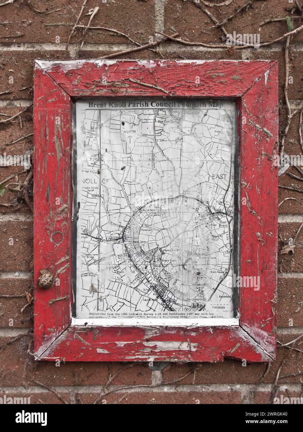 Walking map for Brent Knoll hill in Somerset Stock Photo - Alamy