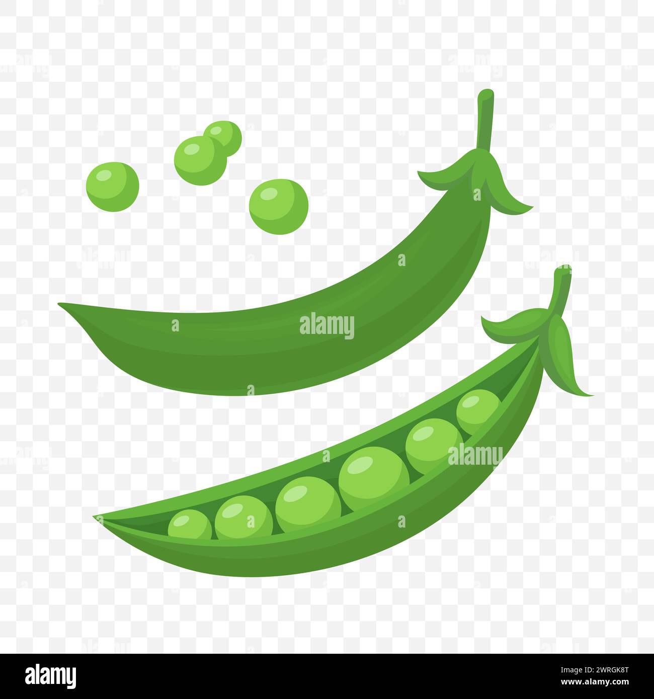 Vector Green Pea Pod. Green Peas Design Template, Cartoon Flat Peas ...