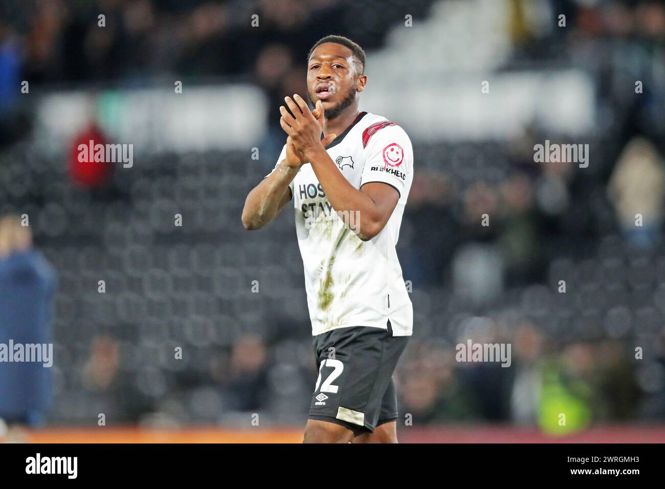 Derby, UK. 12th Mar, 2024. Derby County midfielder Ebou Adams (32 ...