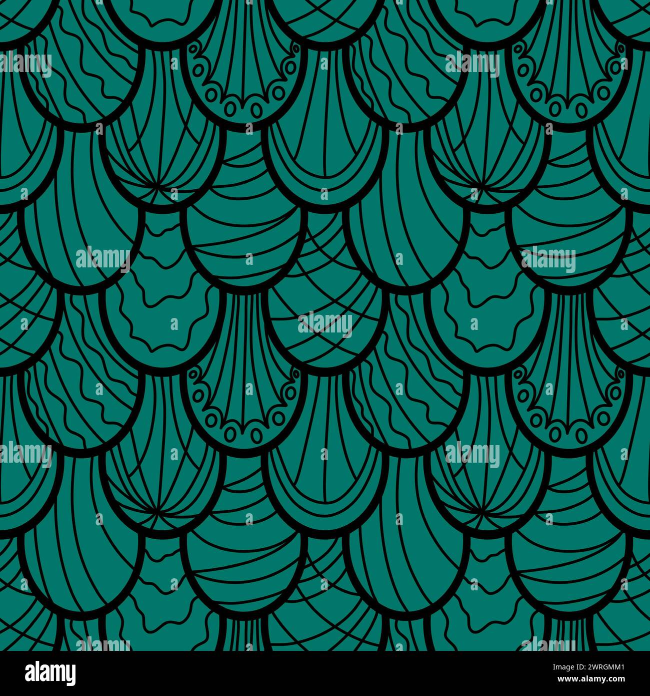 Abstract cartoon doodle seamless mermaid fish scales pattern for ...