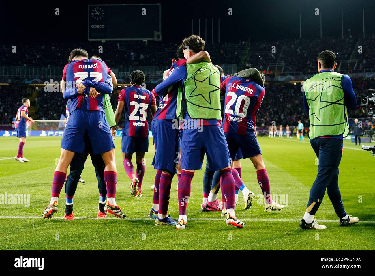Barcelona, Spain. 12th Mar, 2024. FC Barcelona players celebrating the ...