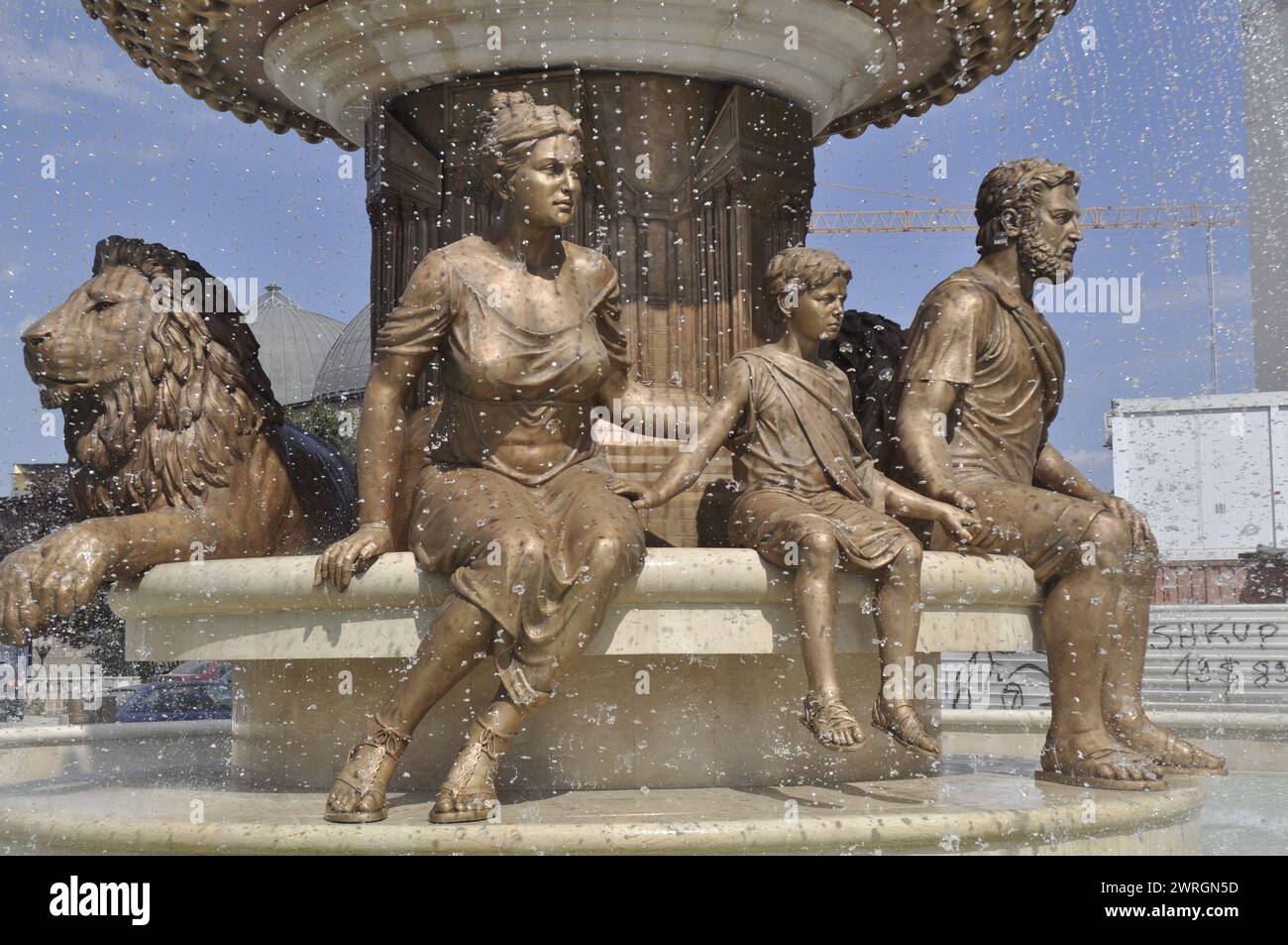 Statues and fountains representing the life of Alexander the great ...
