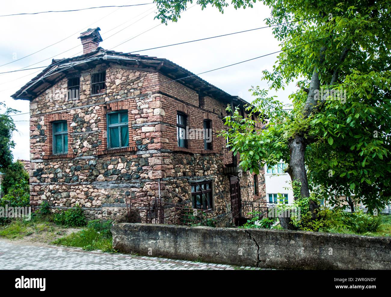 Houses with ancient architecture still in use in the mountain town of ...