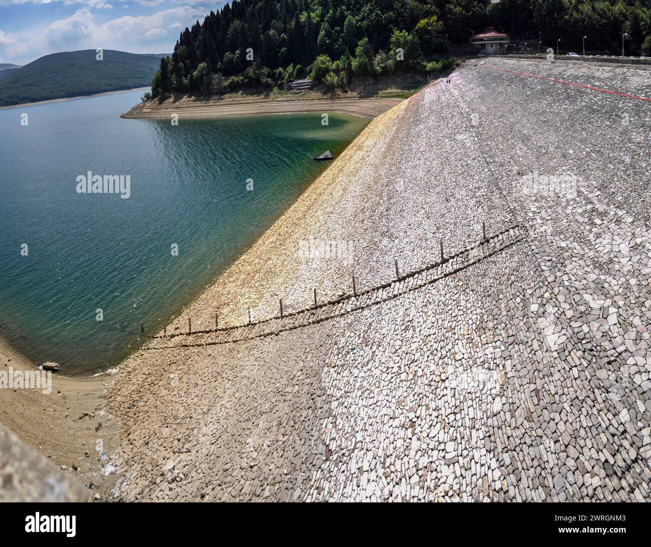 Dam on Mavrovo Lake built of stone, artificially in 1950. In recent ...