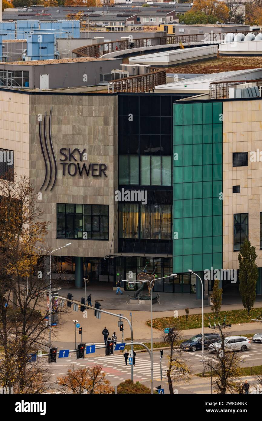Wroclaw, Poland - November 12 2023: Facade of entrance to Sky Tower ...
