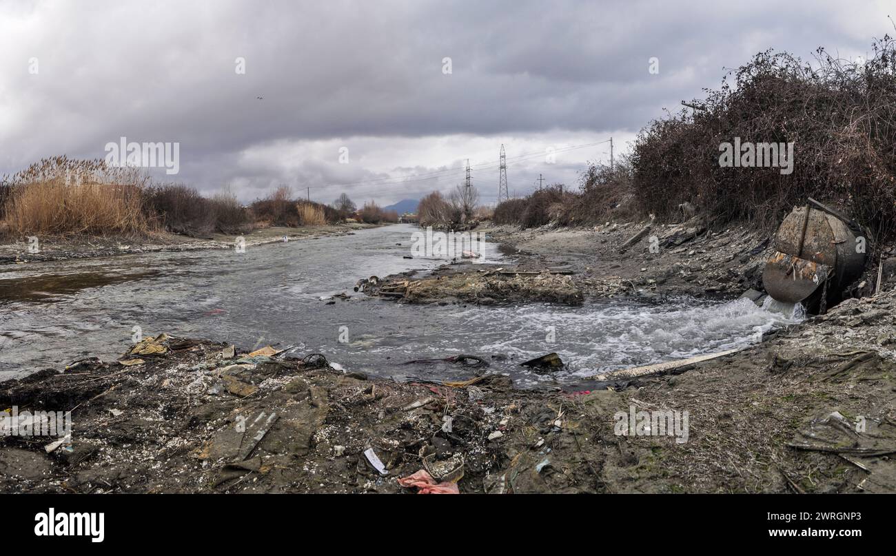 Major pollution of the waters of the river Crn Drim at the exit from ...