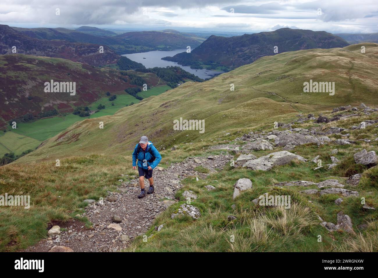 Lone Man (Hiker) Walking on Ridge Path to the Wainwright 'St Sunday ...