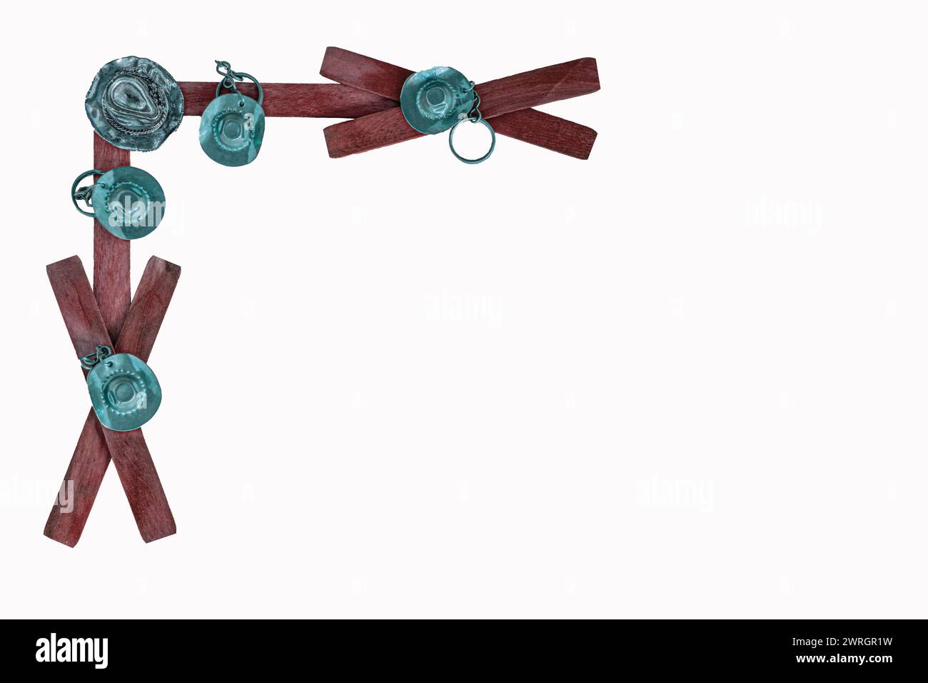 Corner border uses western cowboy hats & sticks for wood crisscross ...