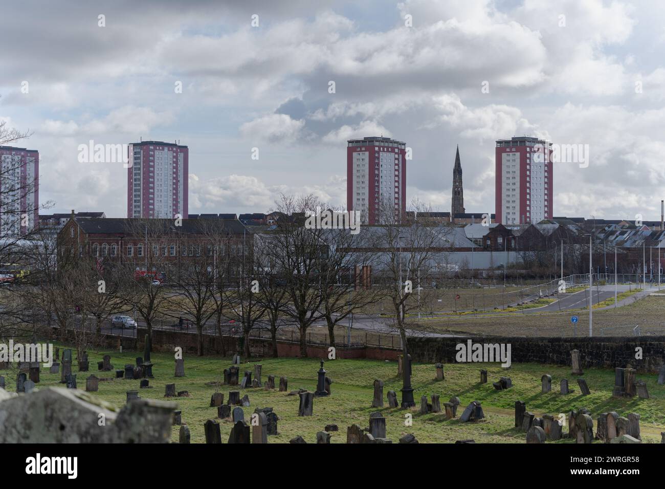 Sighthill Cemetery looking out over Glasgow Stock Photo - Alamy