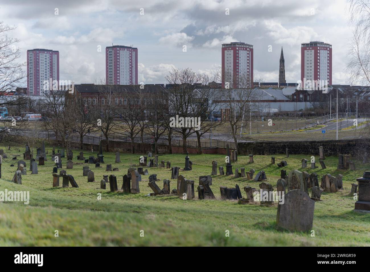 Sighthill Cemetery looking out over Glasgow Stock Photo - Alamy
