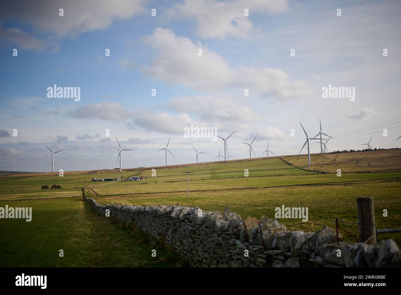 Wind Turbines on a onshore windfarm amongst gorgeous scenery of the ...