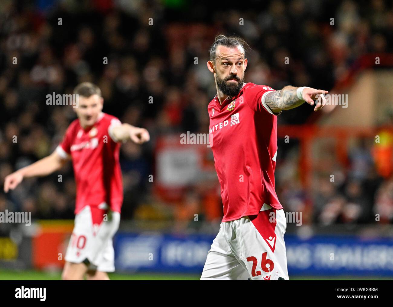 Steven Fletcher of Wrexham, during the Sky Bet League 2 match Wrexham ...