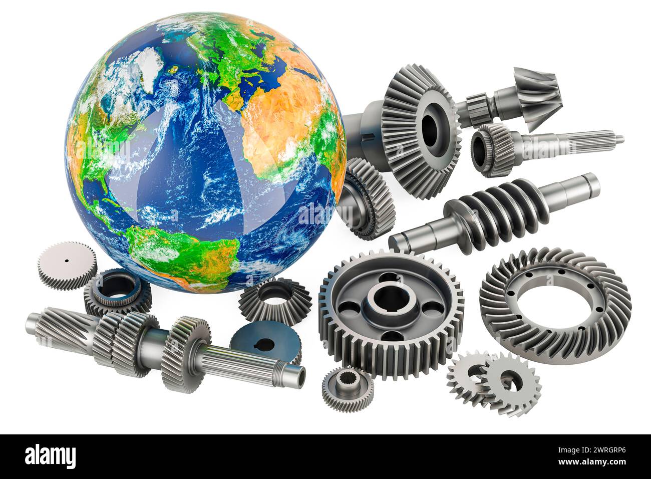 Gearwheels And Cogwheels With Earth Globe Global Industrial And