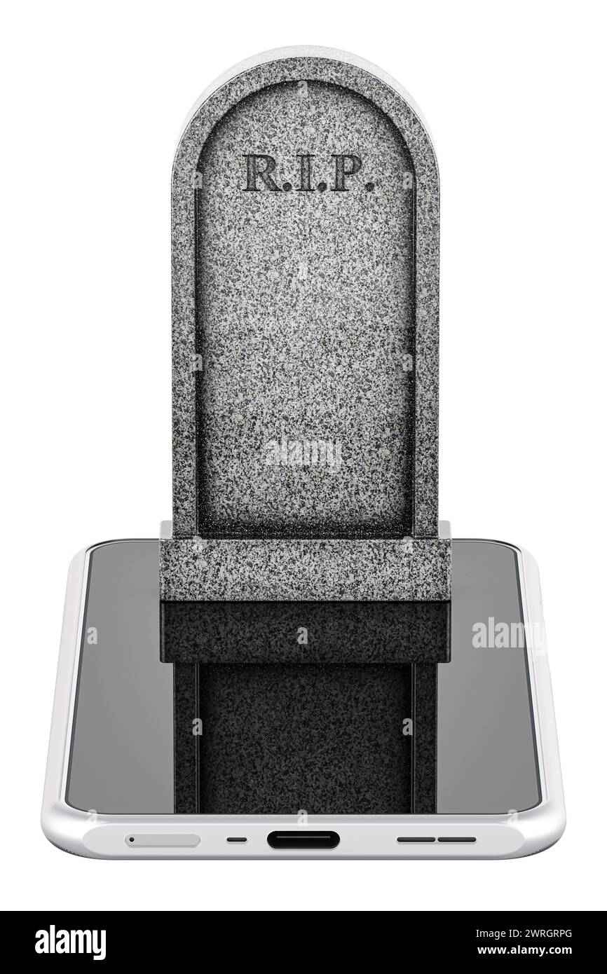 Tombstone with Smartphone. 3D rendering isolated on white background ...