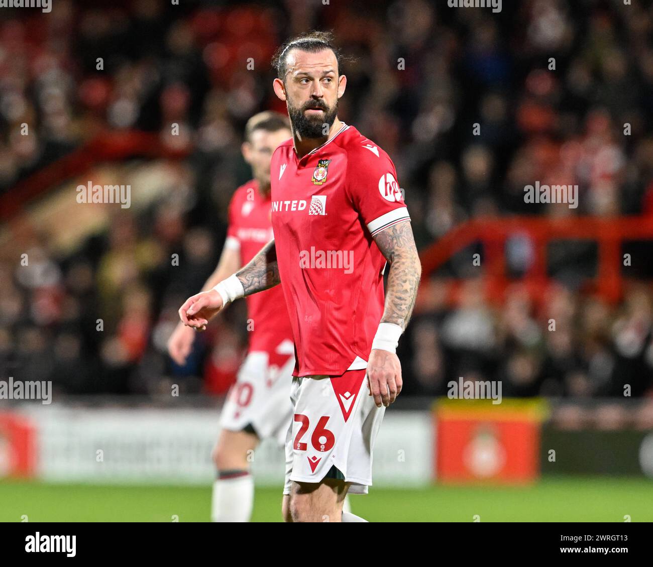 Steven Fletcher of Wrexham, during the Sky Bet League 2 match Wrexham ...
