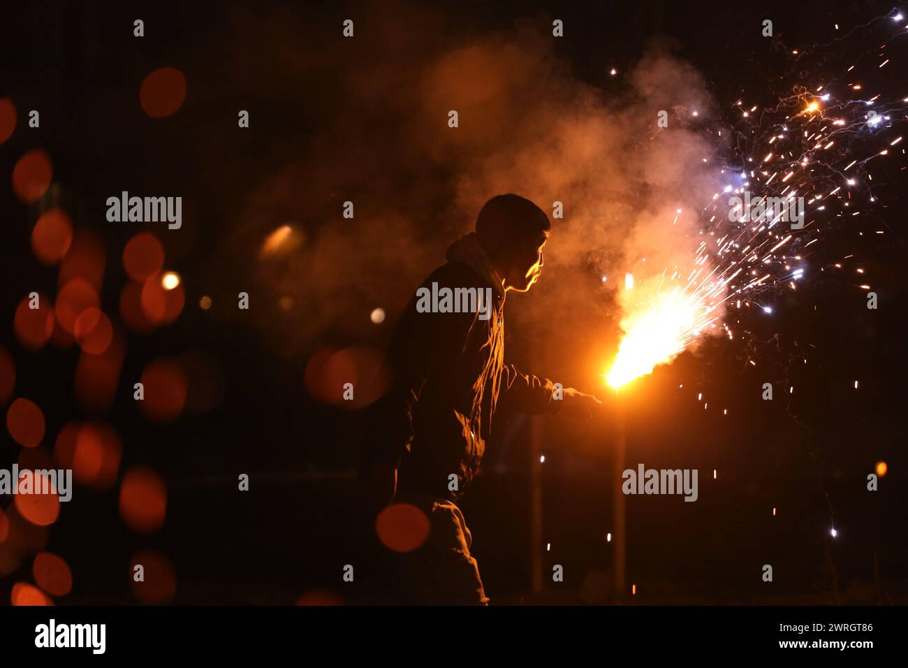 March 12, 2024, Tehran, Iran: An Iranian man takes part on the eve of ...