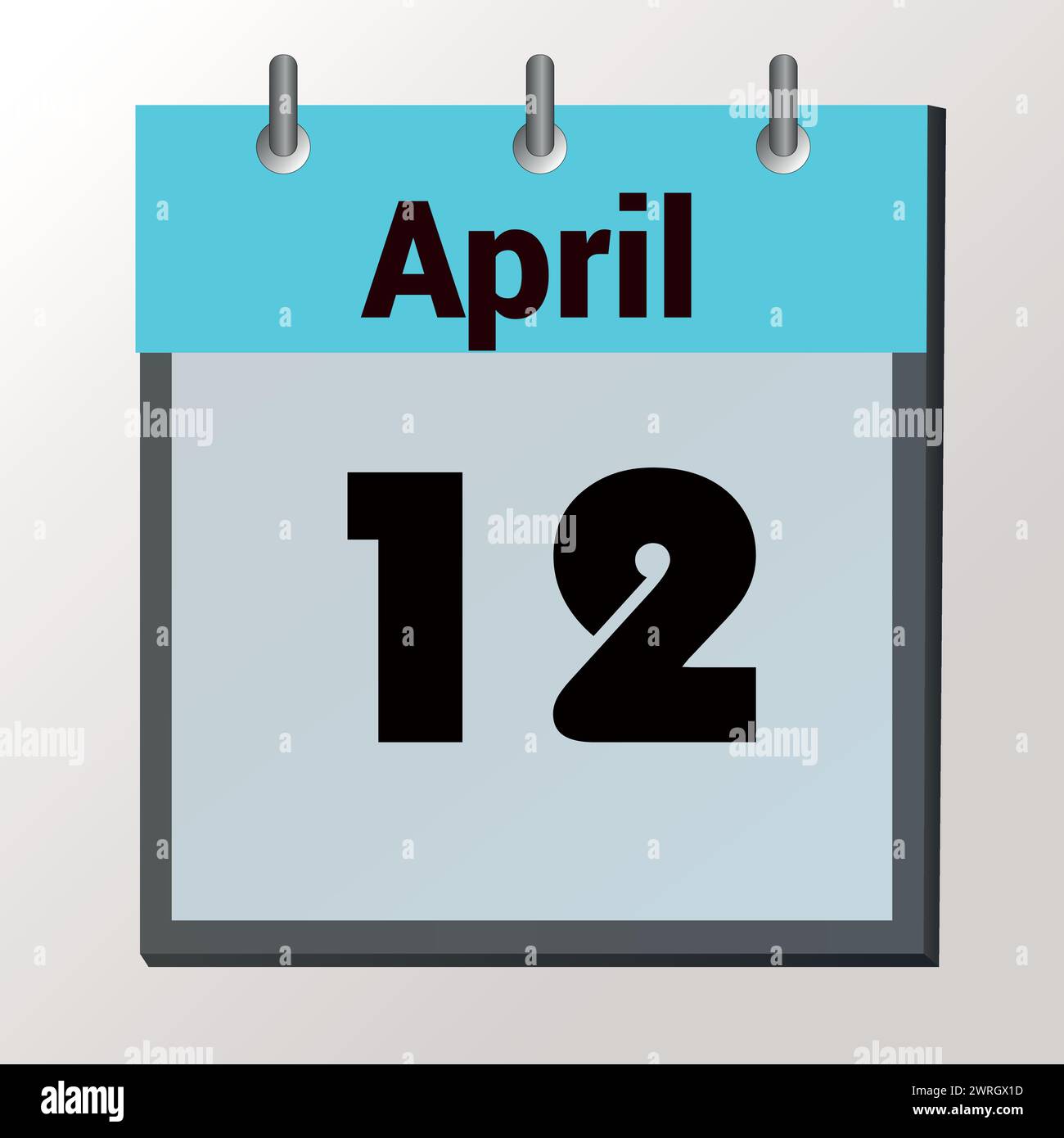 vector calendar page with date April 12, light colors Stock Vector ...