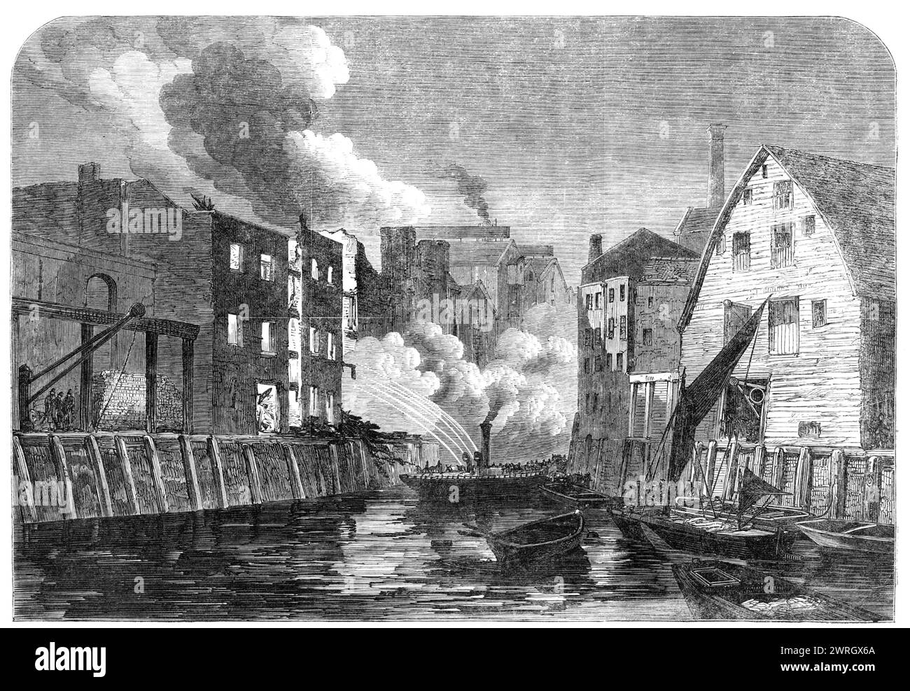 Scene of the fire at Dockhead, Bermondsey, [London], sketched on ...