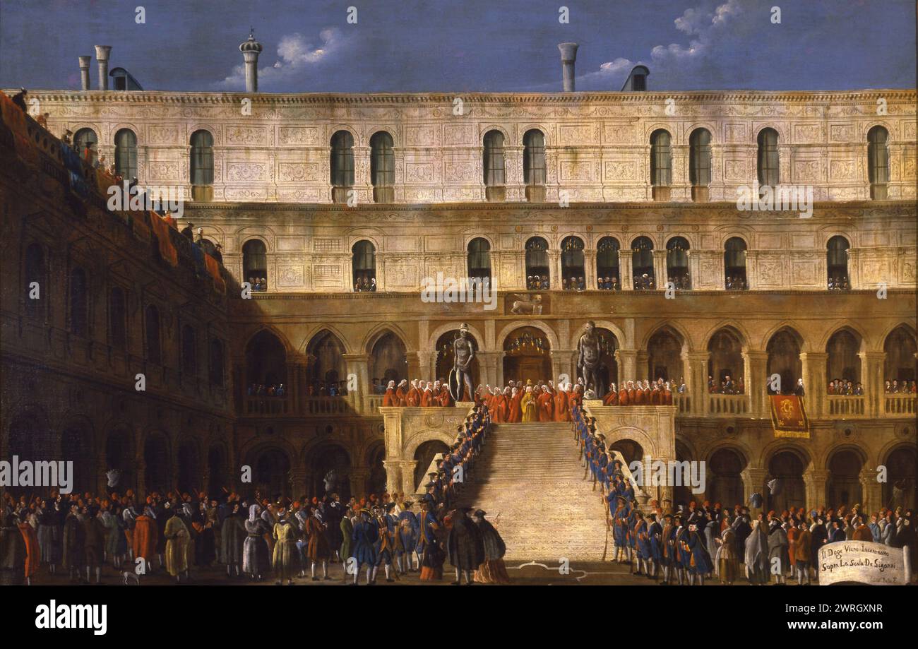 The Doge's coronation on the Scala dei Giganti in the courtyard of the ...