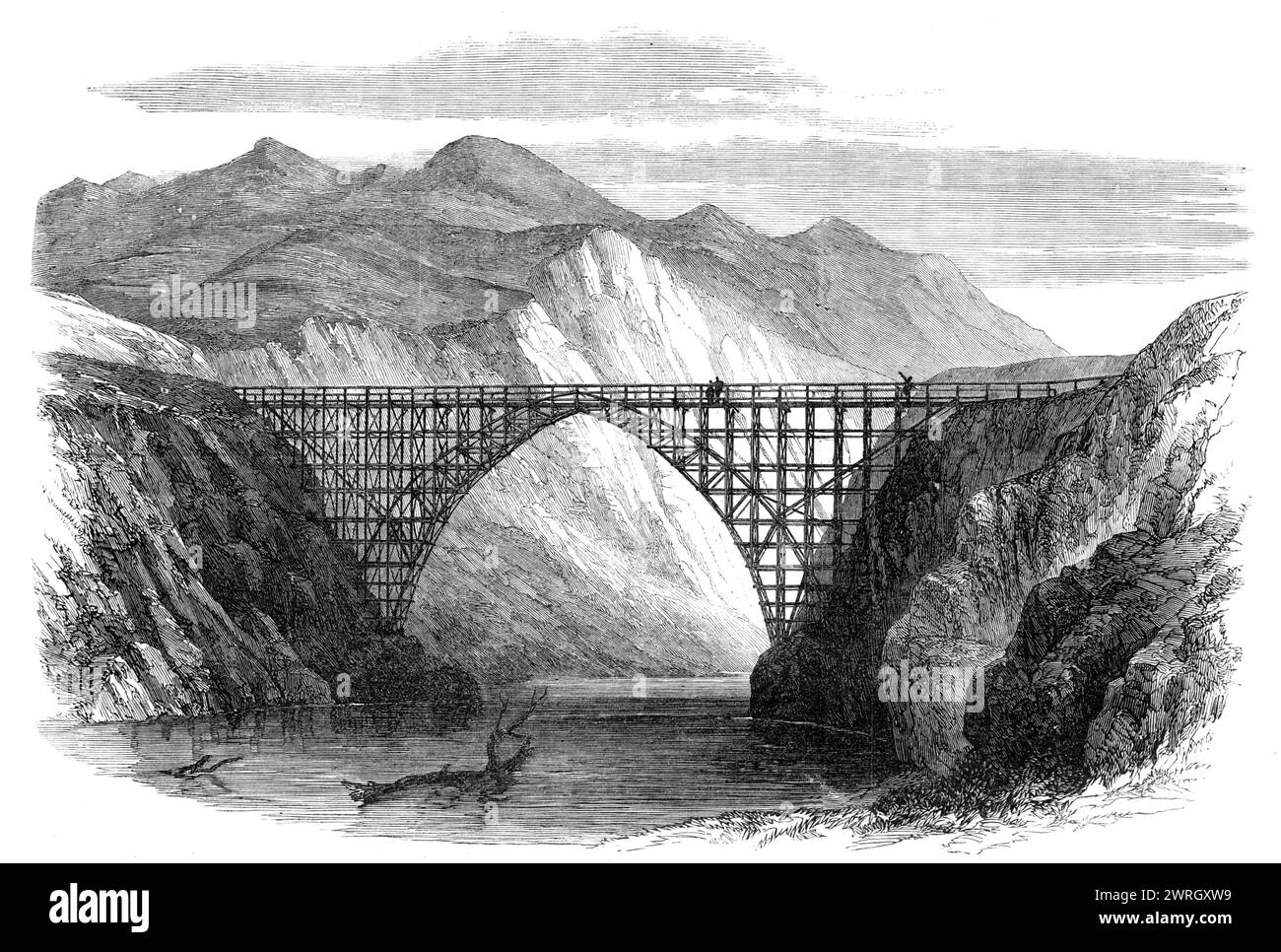 Bridge over gorge river in Black and White Stock Photos & Images - Alamy