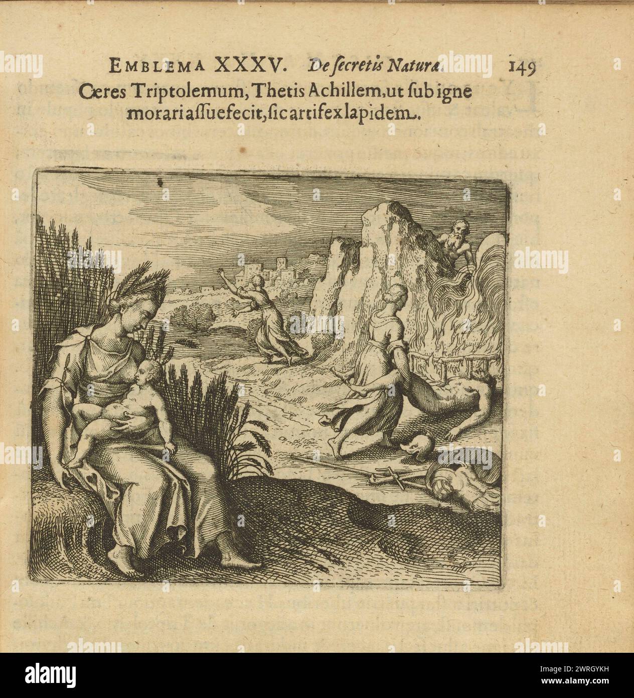 Emblem 35. Like Ceres Triptolemum, Thetis brought Achillem to get used ...