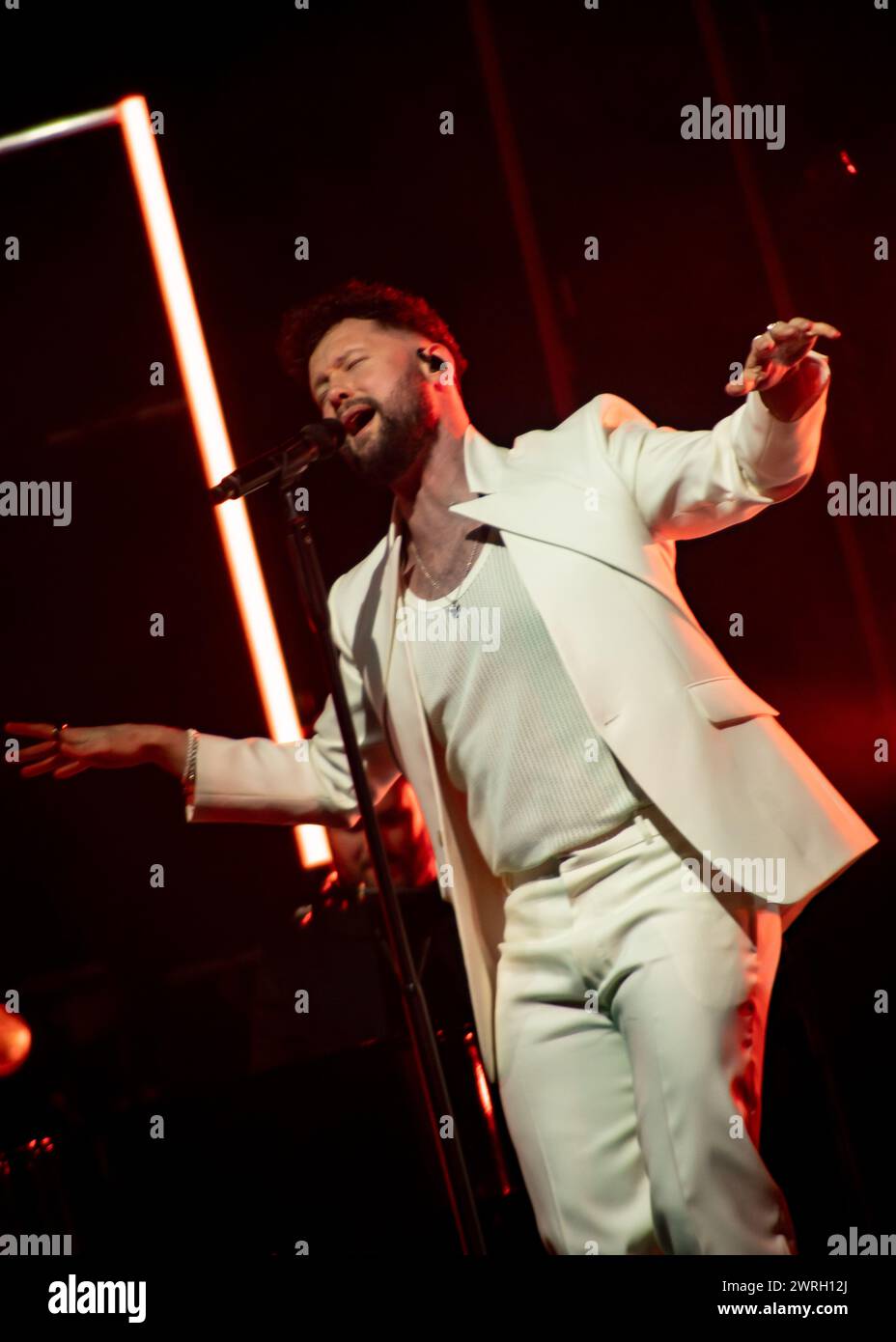 London, United Kingdom. 12th March 2024. Calum Scott on stage for a one ...