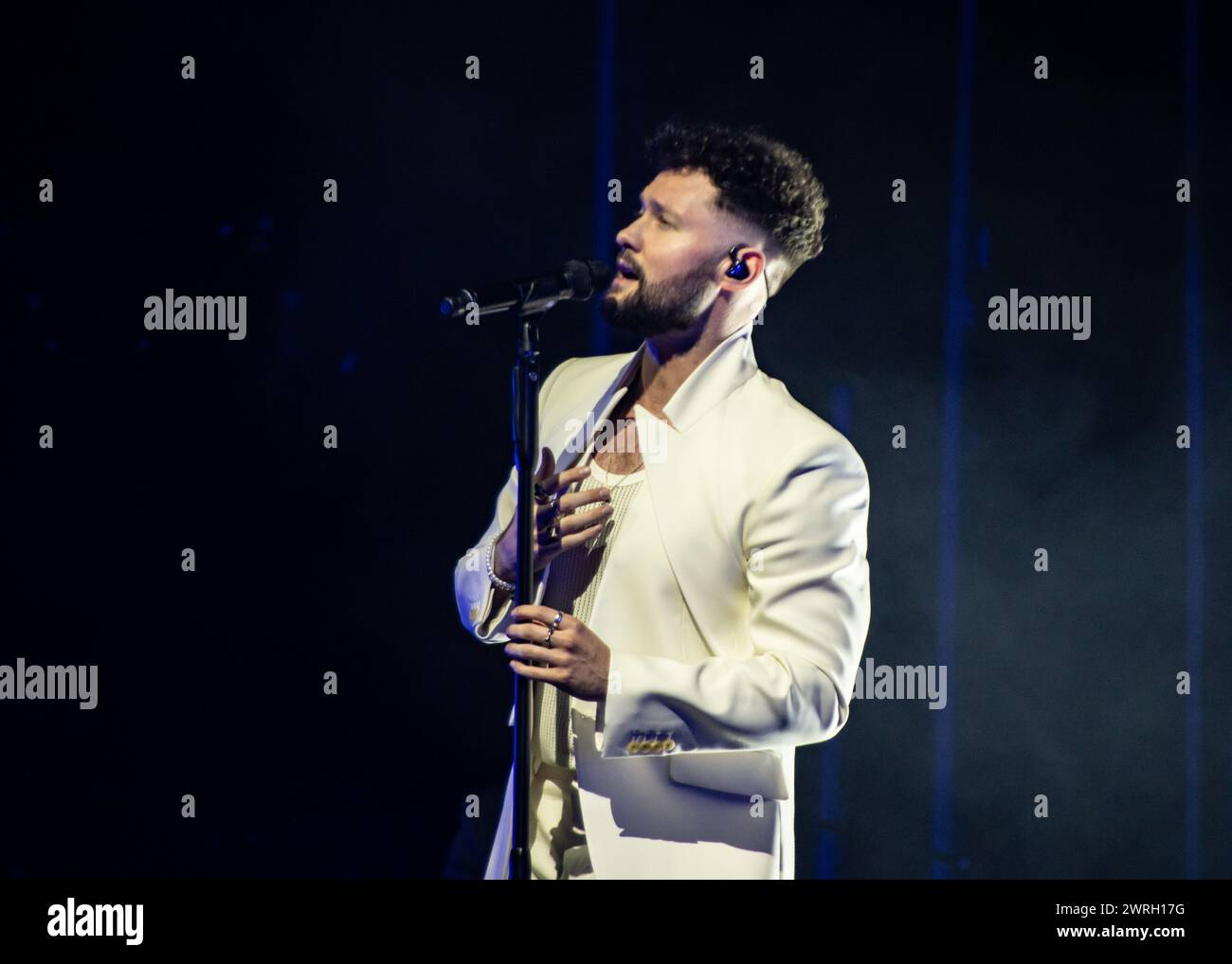 London, United Kingdom. 12th March 2024. Calum Scott on stage for a one ...