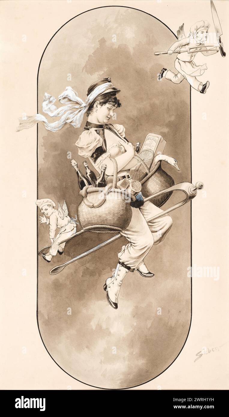 The flying Chief Cook, Caricature of the Culinary Art. Private ...