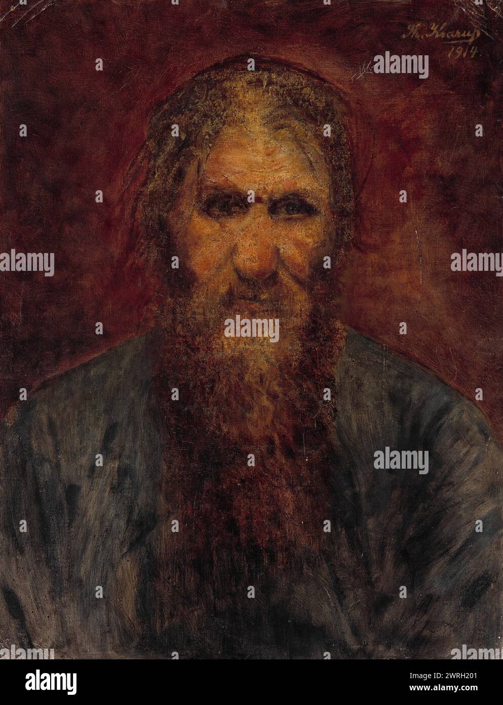 Portrait of Grigori Yefimovich Rasputin (1869-1916), 1914. Private ...