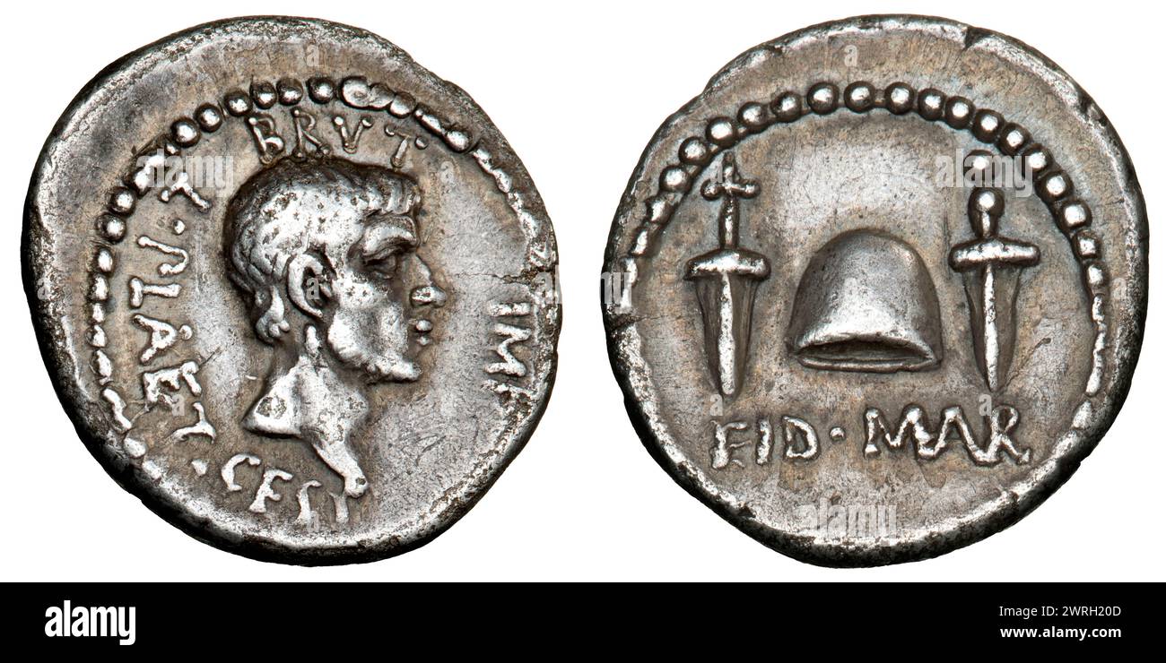 The Ides of March Denarius (Denarius of Brutus), 43-42 BC. Private ...