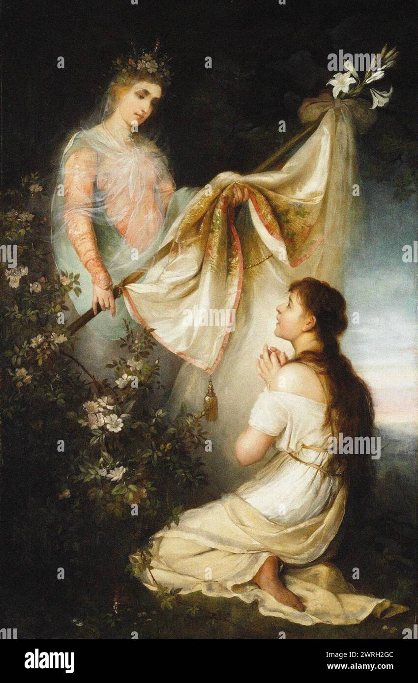 Joan of Arc kneeling before angel. Private Collection Stock Photo - Alamy