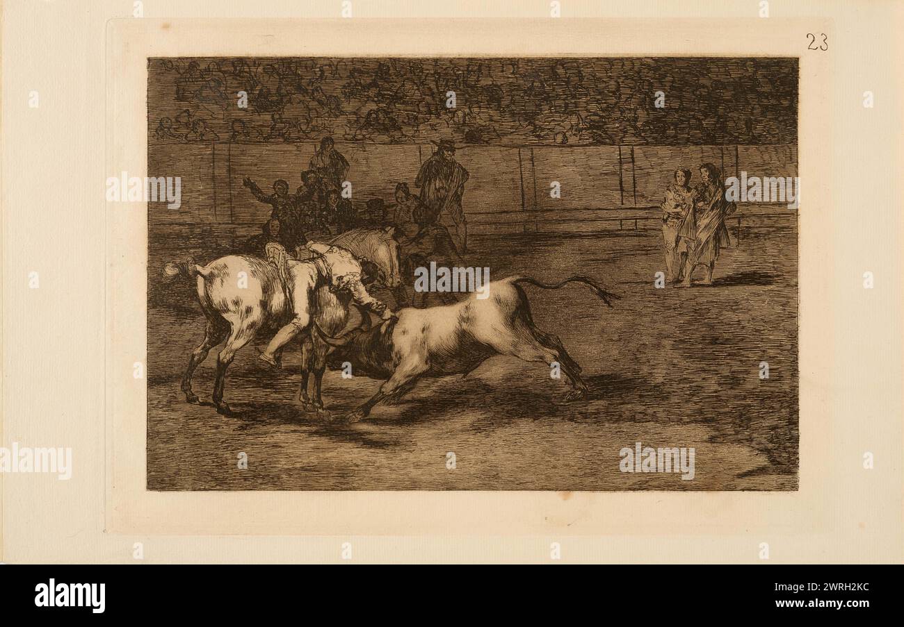 La Tauromaquia: Mariano Ceballos, alias the Indian, kills the bull from ...