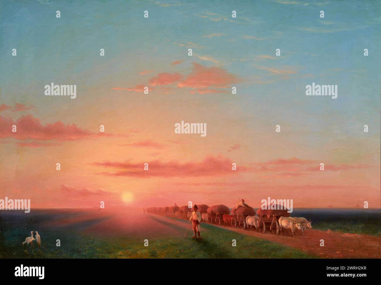 Expansive Landscape with the Ox-carts, 1858. Private Collection Stock ...