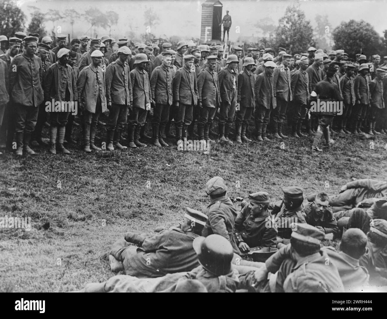 German prisoners lined up for examination, 8 Jun 1917. German prisoners ...