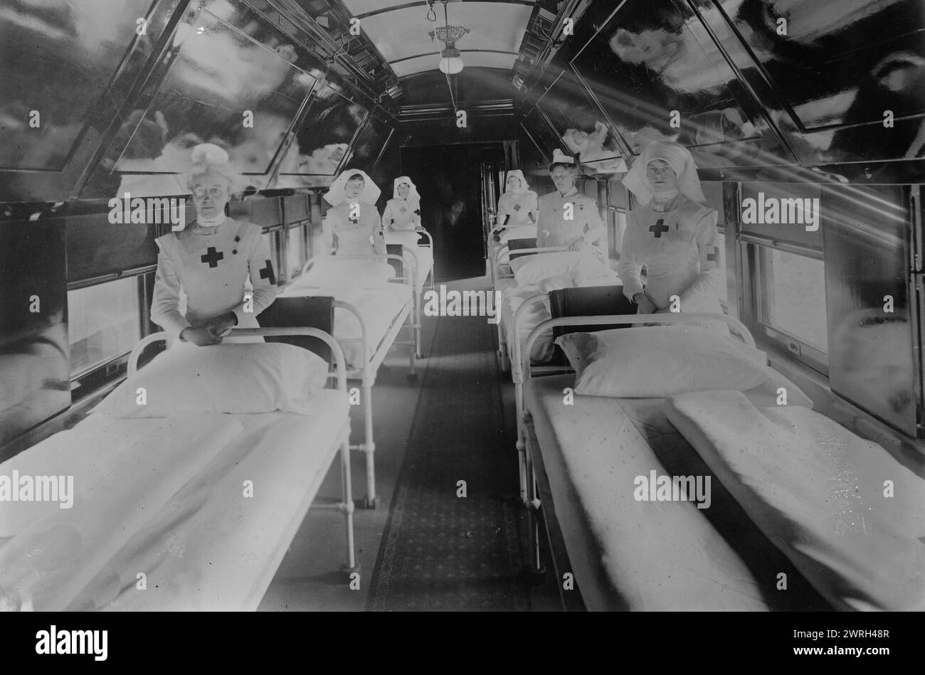 Interior Military Hospital car, C.P.R.'Y, 1917. The interior of a ...