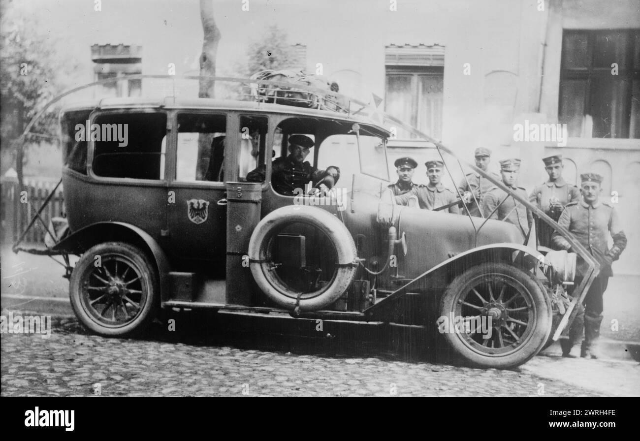 German Army auto with wire cutter, between c1914 and c1915. A German ...