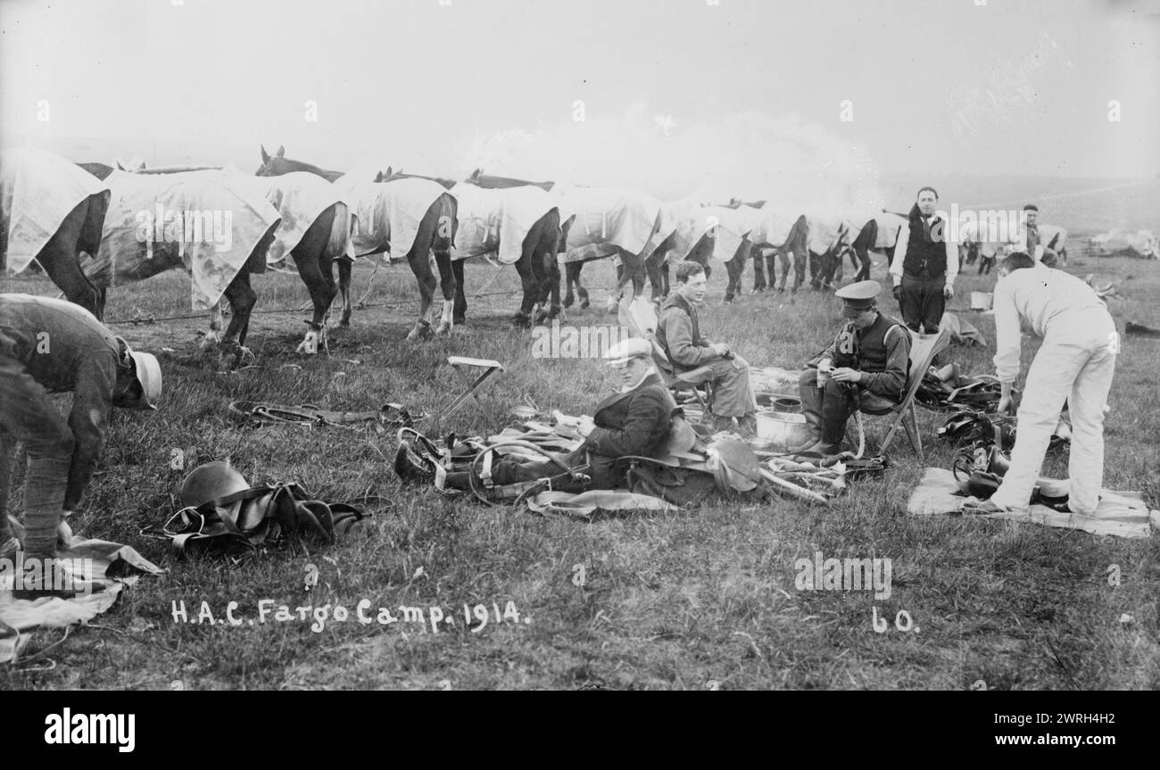 Recruits, Aldershot, H.A.C. Fargo Camp. 1914, 1914 (date created or ...