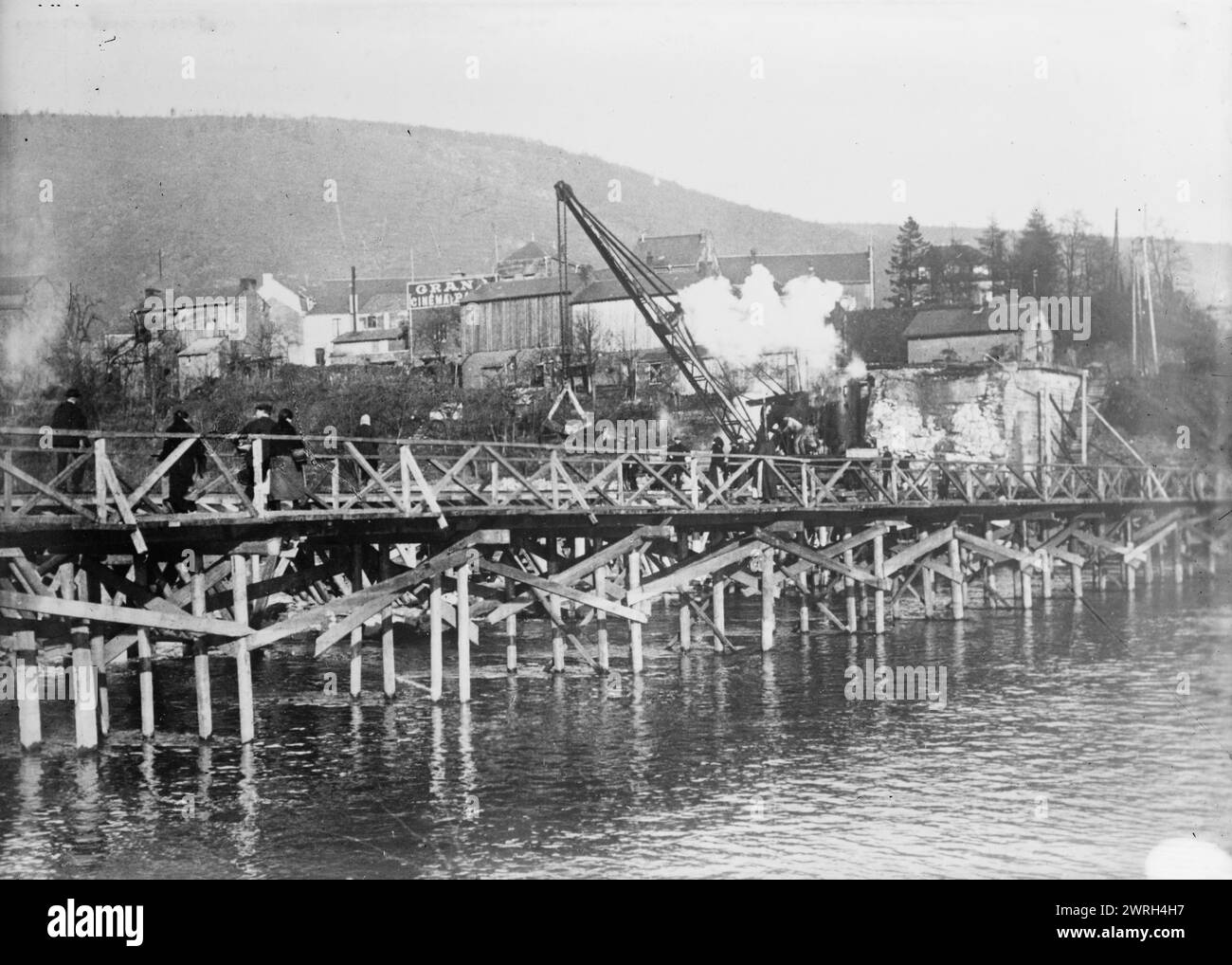 German Bridge over Maas at Dinant, between 1914 and c1915. A bridge ...